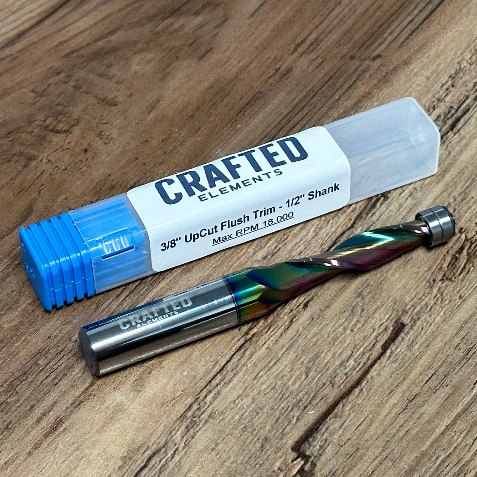 XL High Performance Template Router Bit - 3/8" Spiral Up Cut Flush Tri ...