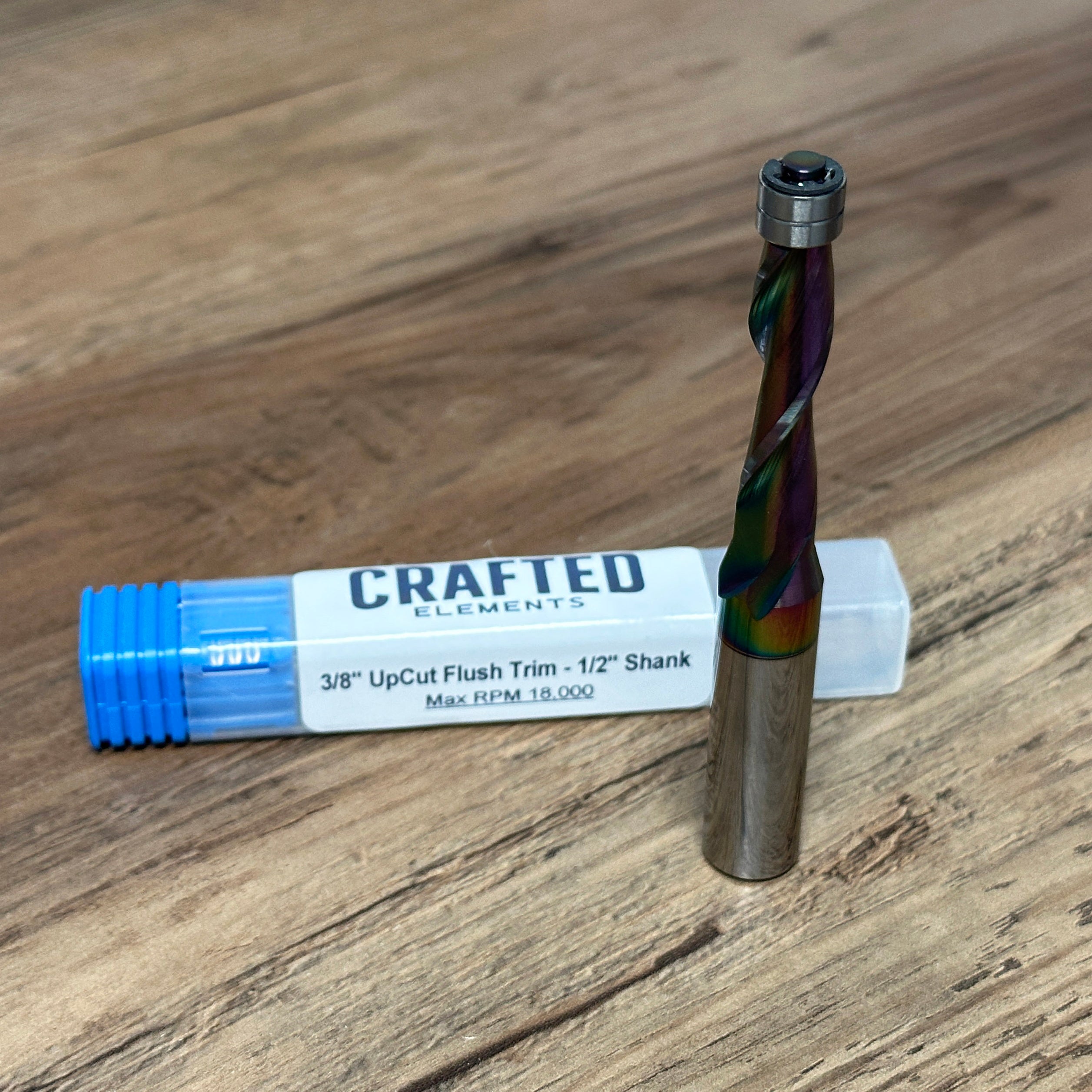 XL High Performance Template Router Bit - 3/8" Spiral Up Cut Flush Tri ...