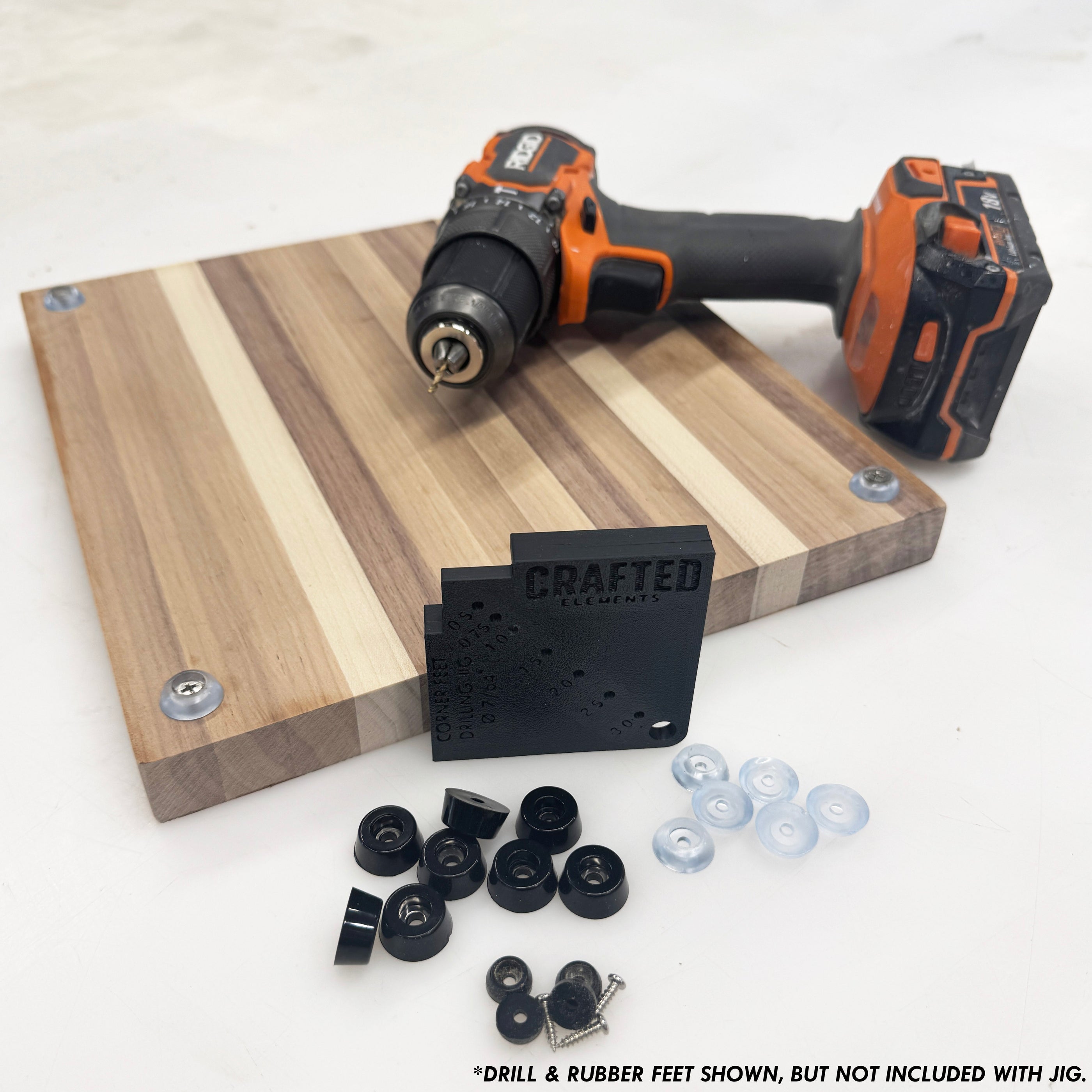 Cutting Board Corner Feet Drilling Jig — Crafted Elements