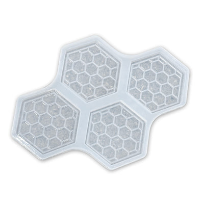 4.6x4.0x0.5" Honeycomb Hexagon Textured 4 Coaster Silicone Mold ...