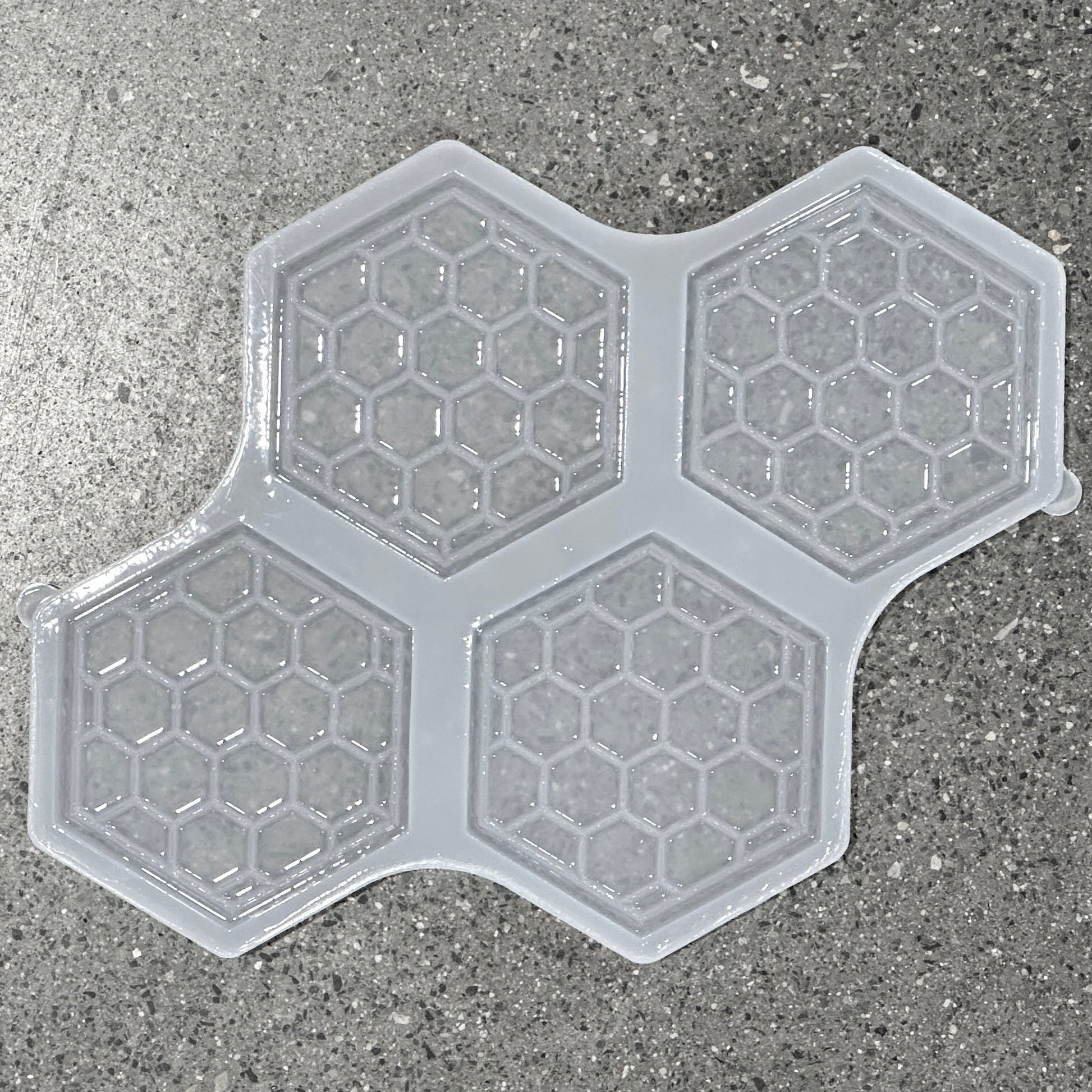 4.6x4.0x0.5" Honeycomb Hexagon Textured 4 Coaster Silicone Mold ...