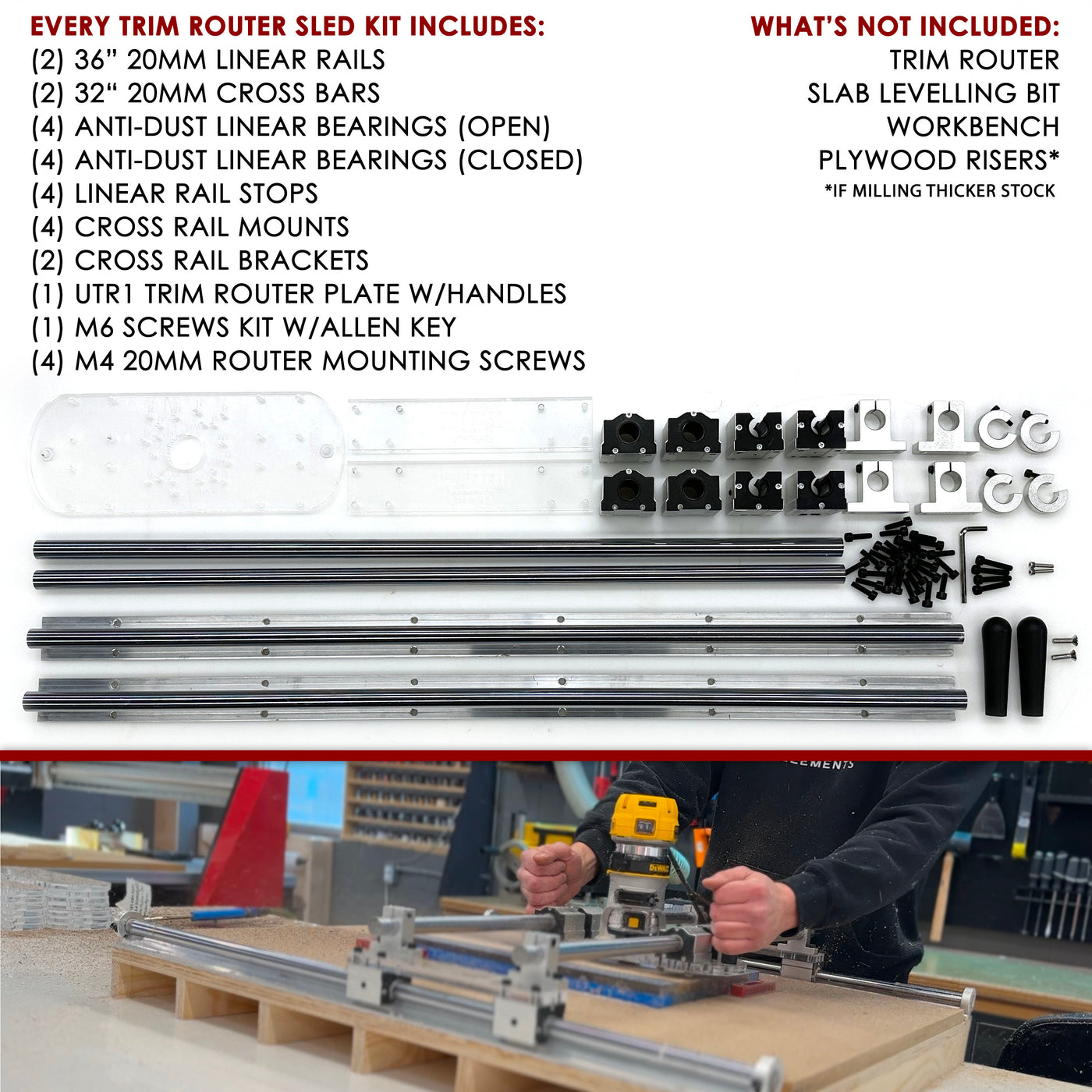 36x32" Trim Router Sled - Wood Slab Flattening Mill — Crafted Elements