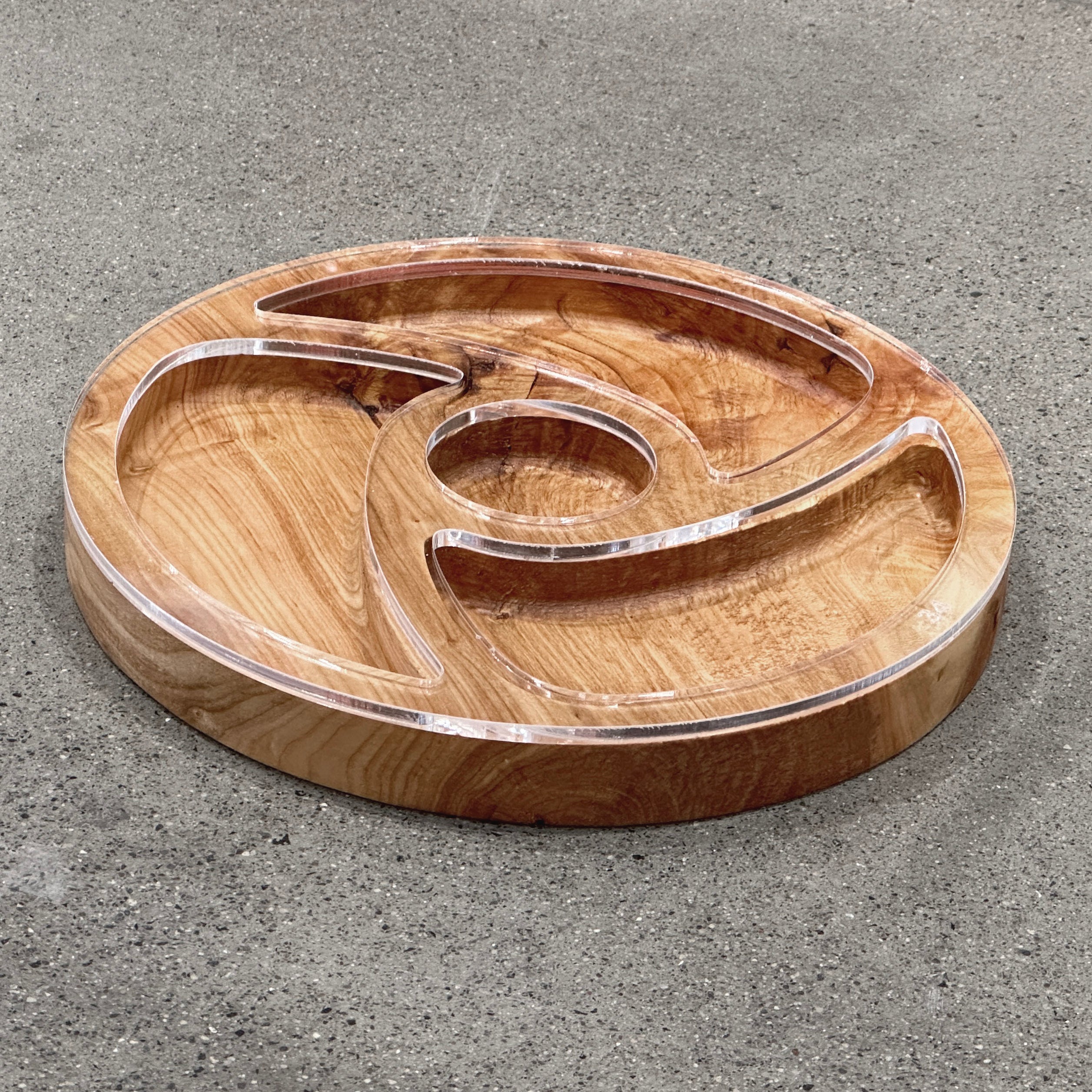 Three Pocket Round Swirl Tray Acrylic Router Template — Crafted Elements