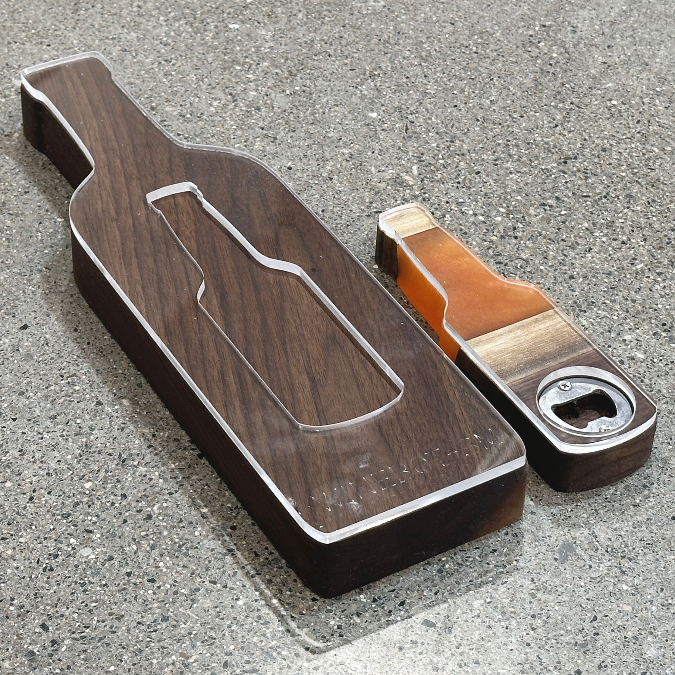 13.75x4.0" Small Wine Bottle Cheese Board & Bottle Opener Acrylic Rout ...