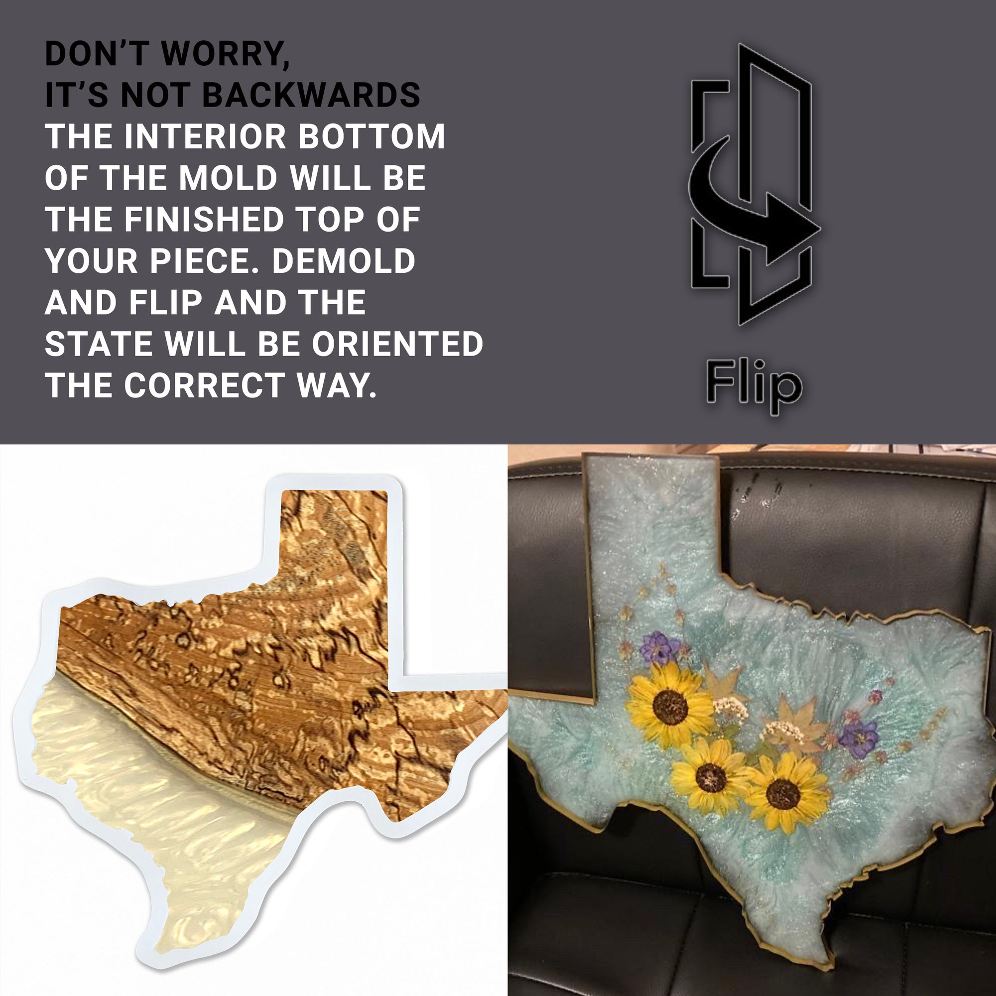 16x15x1" State Of Texas Silicone Mold For Epoxy Resin - Large Texas Mo ...