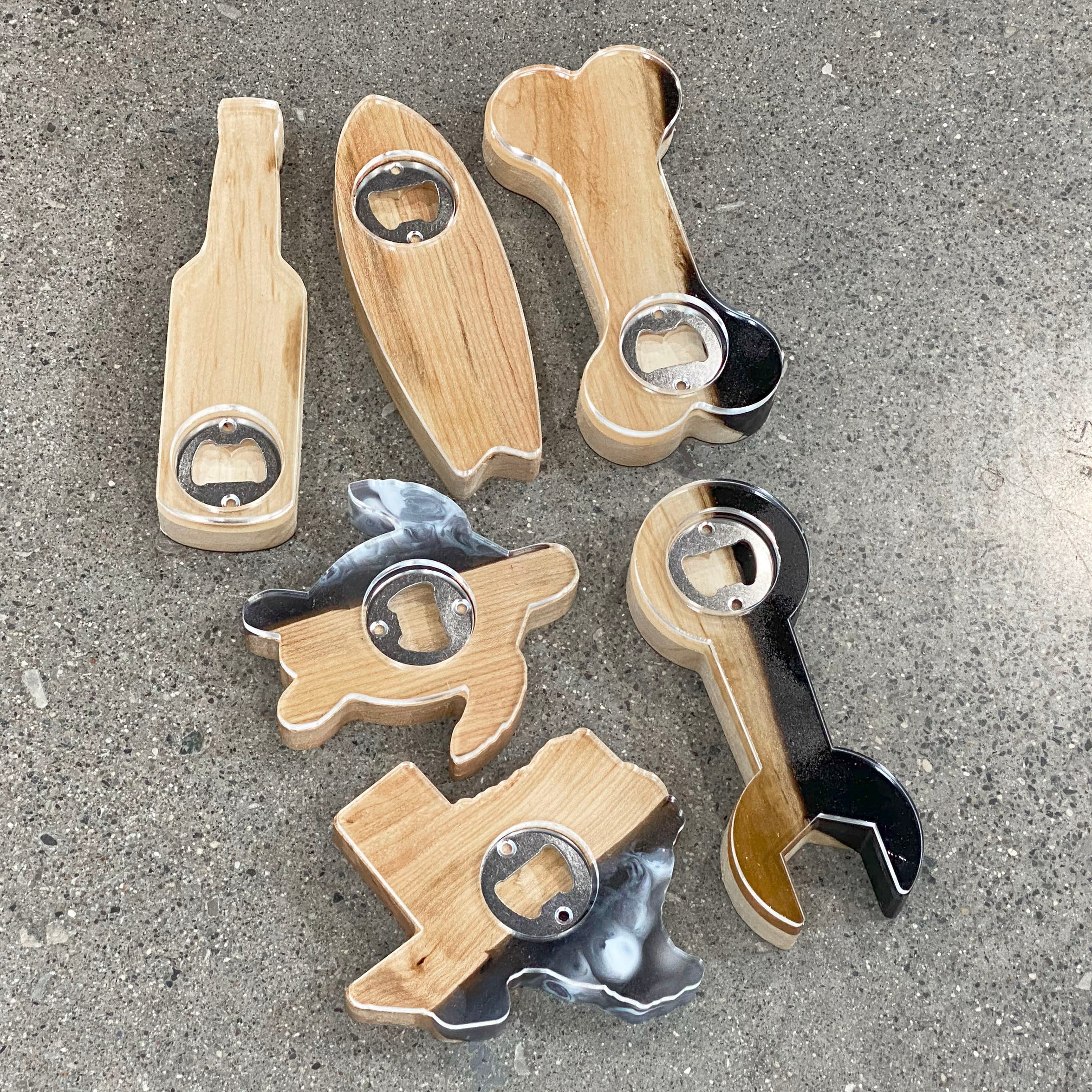 Set 2 - 6 Bottle Opener Acrylic Router Templates — Crafted Elements