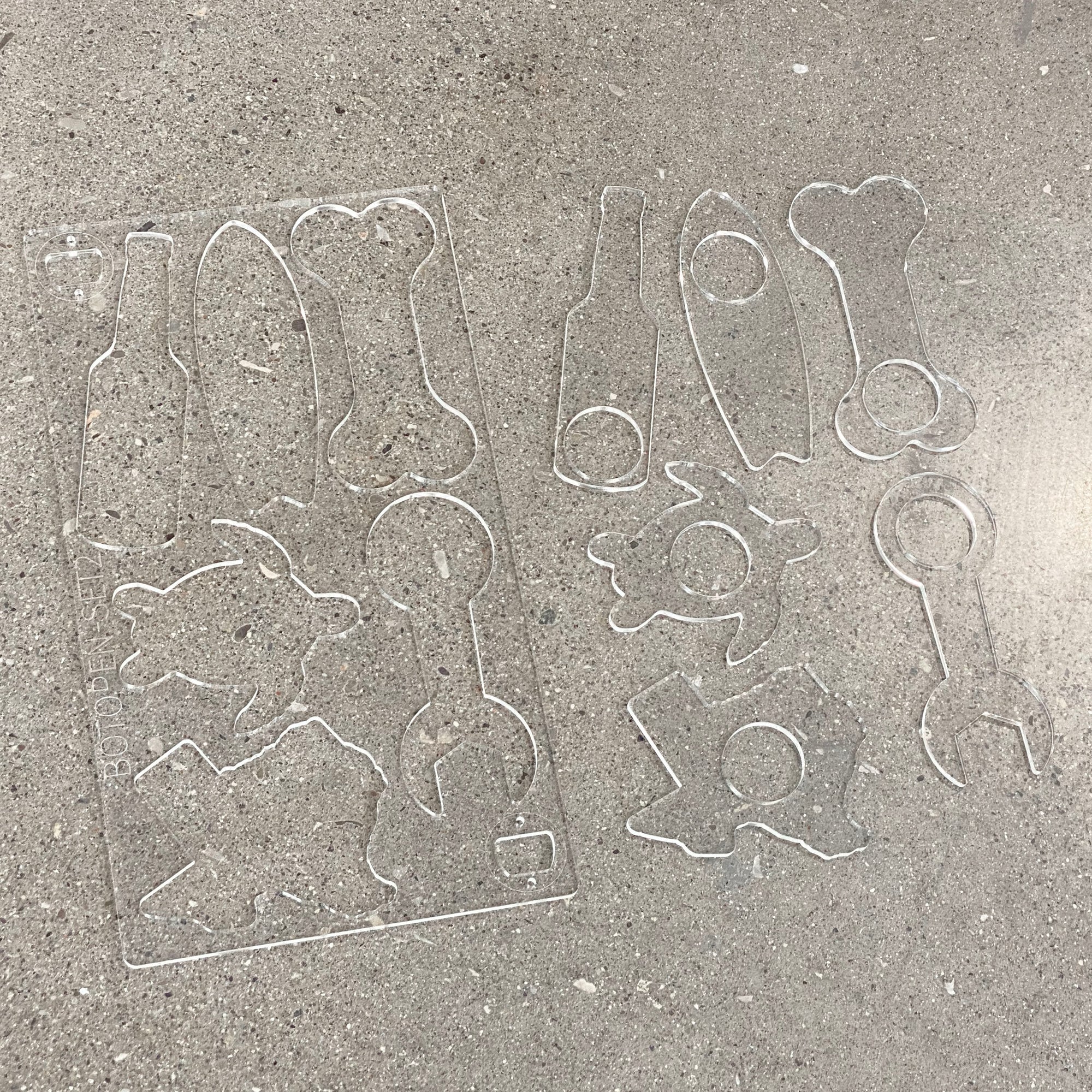 Set 2 - 6 Bottle Opener Acrylic Router Templates – Crafted Elements